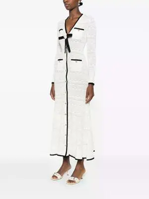 SELF-PORTRAIT Bow Detail Pointelle-knit Midi Dress