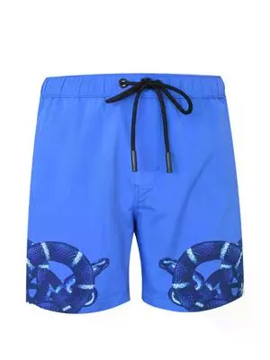 COUNTY OF MILAN Snake-print Drawstring Shorts - Blue