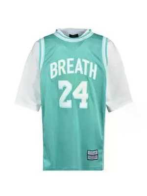 BREATH Mesh-layered T-shirt - Blue