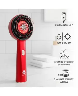 PURSONIC Led Scalp Therapy Brush + Professional Automatic Curling Iron - Red