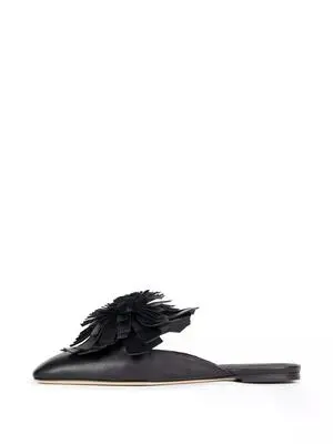 A.W.A.K.E. Mode Leather Pom-pom Mules