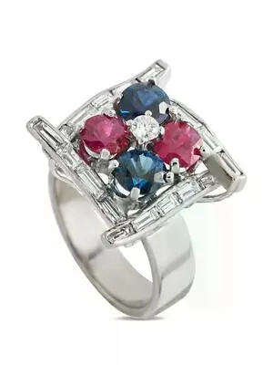 LB EXCLUSIVE 14k White Gold Multi-stone Ring - Silver