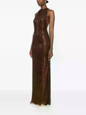 SELF-PORTRAIT Embellished Racer-back Maxi Dress