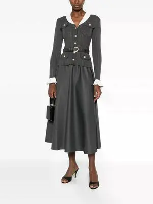 SELF-PORTRAIT Ribbed-knit Midi Dress With Faux-pearl Embellishment