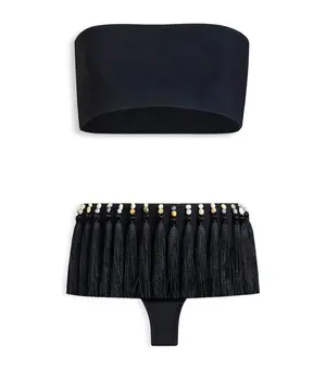 Alaïa Tassel-trim Bandeau Bikini - Black