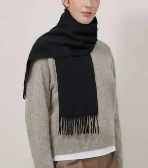 Mulberry Cashmere Logo Scarf - Black