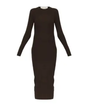 Fear Of God Ribbed Long Sleeve Knit Dress - Brown