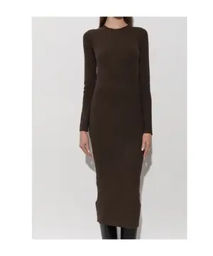 Fear Of God Ribbed Long Sleeve Knit Dress - Brown
