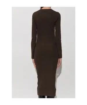 Fear Of God Ribbed Long Sleeve Knit Dress - Brown