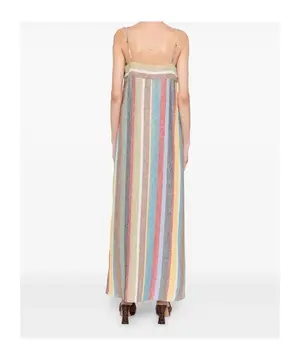 Staud Sleeveless Striped Maxi Dress With Square Neckline