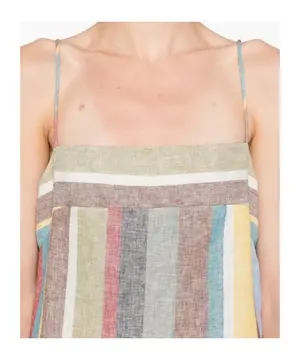 Staud Sleeveless Striped Maxi Dress With Square Neckline