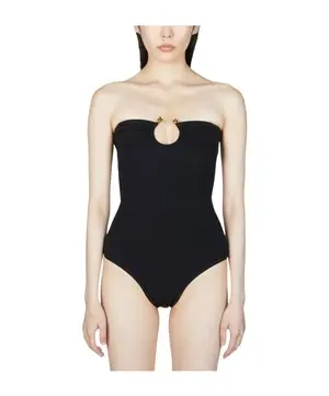 Bottega Veneta Off-the-shoulder Hollow Swimsuit - Black