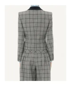 Valentino Garavani Checked Velvet Collar Blazer