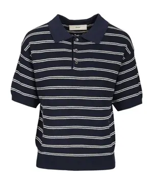 DUNST Striped Polo Knitted Top