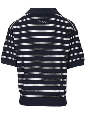 DUNST Striped Polo Knitted Top