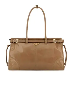 Prada Triangle-logo Drawstring Shoulder Bag - Bean Paste Color