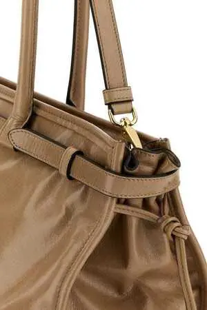 Prada Triangle-logo Drawstring Shoulder Bag - Bean Paste Color