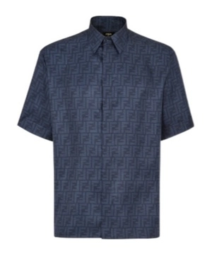 Fendi Allover Logo Printed Buttoned Shirt - Blue