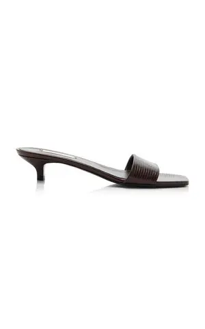 TOTEME Lizard-embossed Leather Mules - Brown