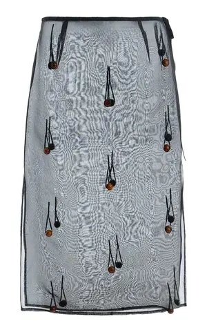 TAE PARK Beaded Sheer Silk Midi Skirt