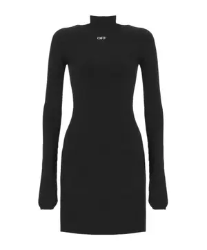 Off-White Logo-print High Neck Mini Dress