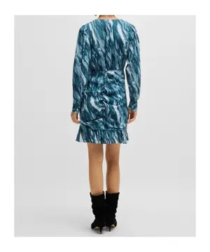 Hugo Boss Abstract Pattern V-neck Mini Dress