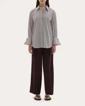 JOAEN Lowell Stripe Italian Cotton Button-up Top
