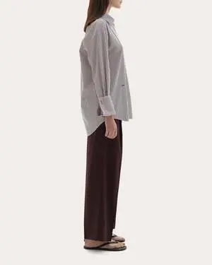 JOAEN Lowell Stripe Italian Cotton Button-up Top