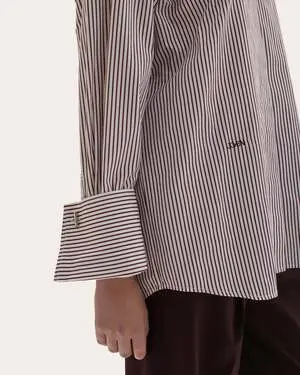 JOAEN Lowell Stripe Italian Cotton Button-up Top