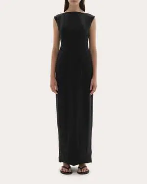 JOAEN Kelli Wool Structured Boatneck Maxi Dress