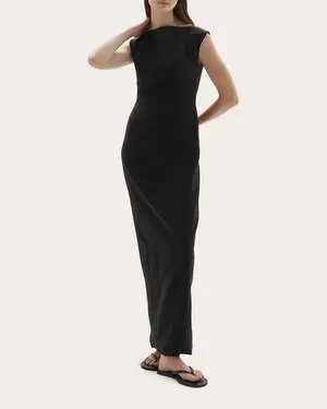 JOAEN Kelli Wool Structured Boatneck Maxi Dress