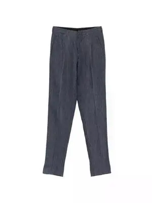ROMEO GIGLI 1990s Pinstripe Linen Pleated Trousers - Blue