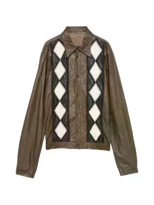 ROMEO GIGLI 1990s Argyle Patchwork Leather Jacket