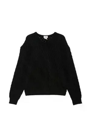 Versace Diamond-knit V-neck Sweater - Black