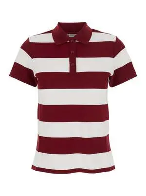 Moncler Viscose Stretch Polo Shirt With Logo Patch - Multicolor