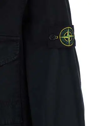 Stone Island Cotton Jacket With Classic Collar And Logo Patch - Multicolor