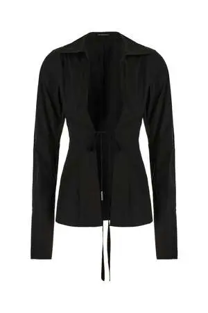 ANN DEMEULEMEESTER Black Tie Detailed Shirt