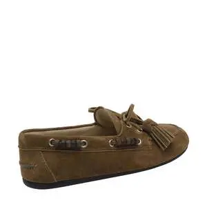 Miu Miu Suede Deck Loafers With Tassels And Bead Detail - Brown