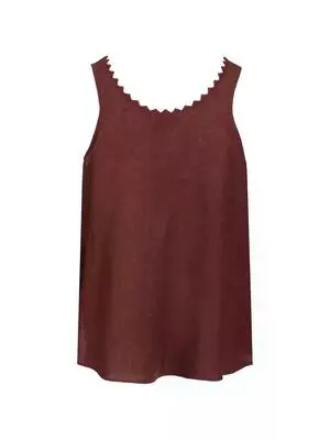 FORTE_FORTE Embroidered Scalloped-edge Sleeveless Blouse