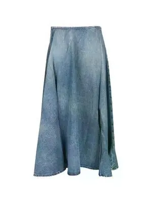 DIESEL® Logo Detail Denim Midi Skirt - Blue