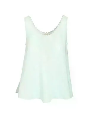 FORTE_FORTE Scalloped Edge Embroidered Top - Blue