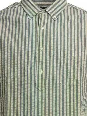 BEAMS Striped Seersucker Polo Shirt