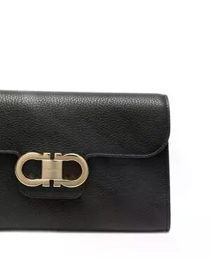 FERRAGAMO Double Gancini Leather Clutch Bag