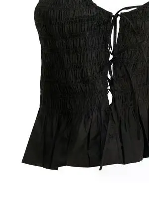GANNI Smocked Effect Peplum Top