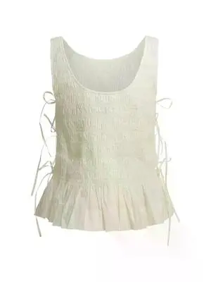 GANNI Shirred Side-tie Top