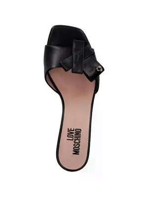 Moschino Bow Detail Heart Plaque Sandals - Black