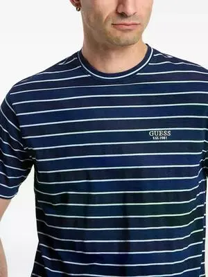 Guess Koszulka W Paski Striped Logo-print T-shirt