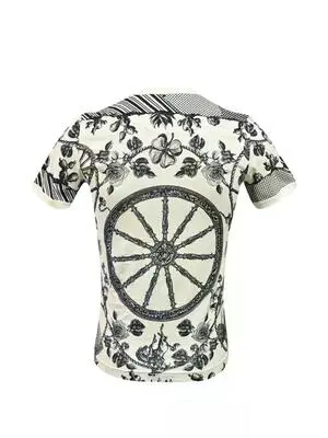 Dolce & Gabbana Rose-print Pique T-shirt - Neutrals