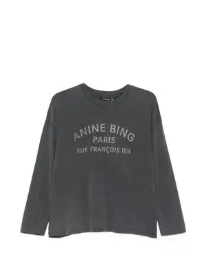 ANINE BING Ivan Logo Print Cotton T-shirt