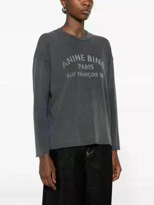 ANINE BING Ivan Logo Print Cotton T-shirt